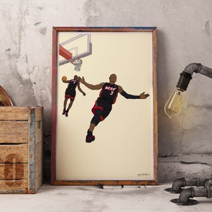 Lebron James and Dwyane Wade Alley Oop Faceless Line Art DIGITAL Poster ...