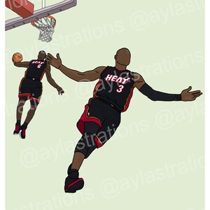 Lebron James and Dwyane Wade Alley Oop Faceless Line Art | Etsy