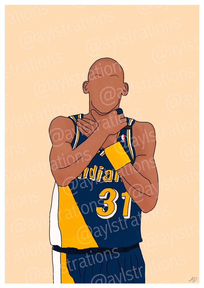 Reggie Miller "the Choke" Faceless Line Art Illustration Poster DIGITAL ...