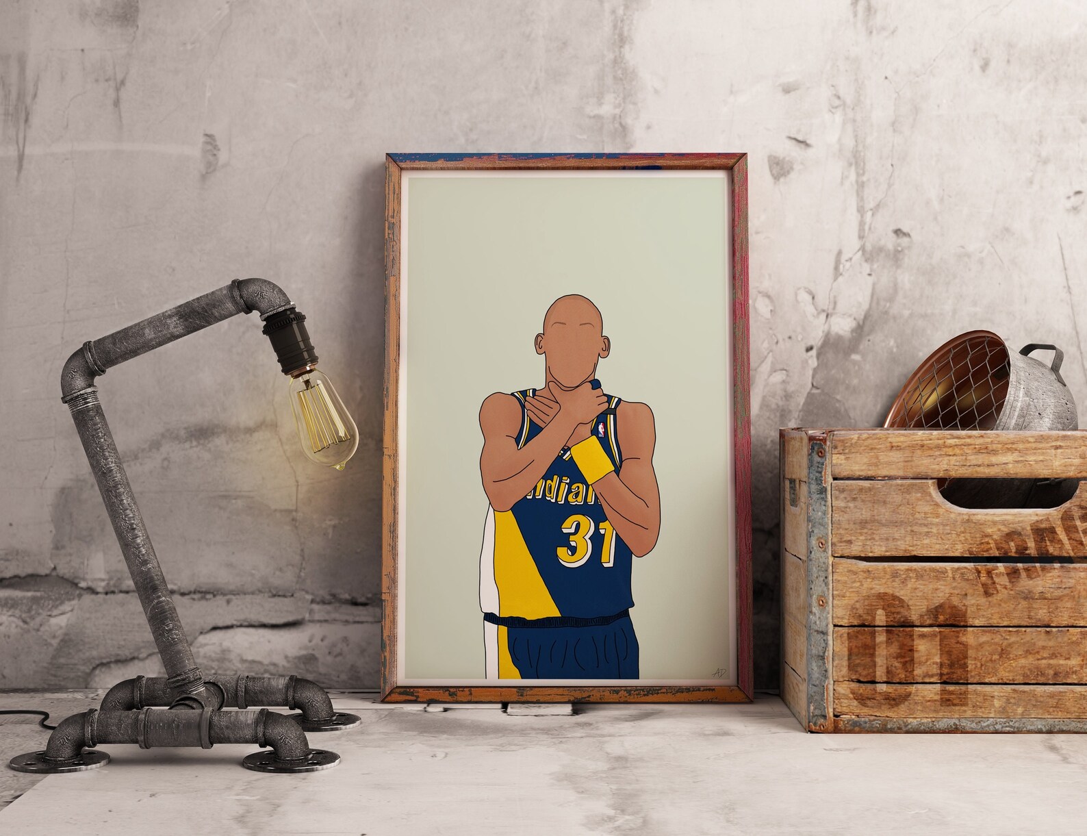 Reggie Miller "the Choke" Faceless Line Art Illustration Poster DIGITAL ...