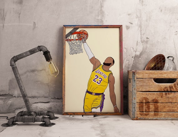 Lebron James Dunking During LA Lakers Game Faceless Line Art | Etsy