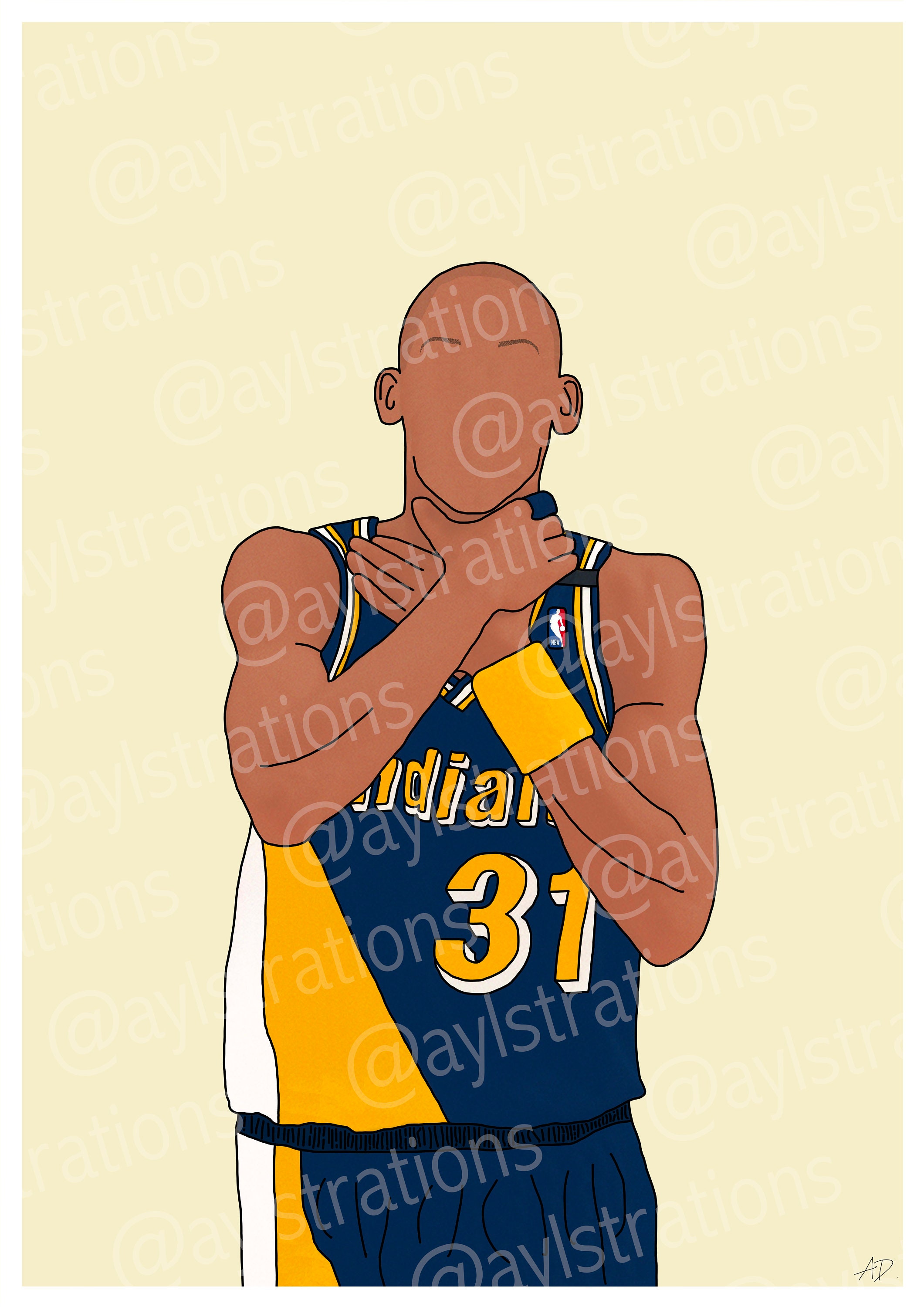Reggie Miller "the Choke" Faceless Line Art Illustration Poster DIGITAL ...