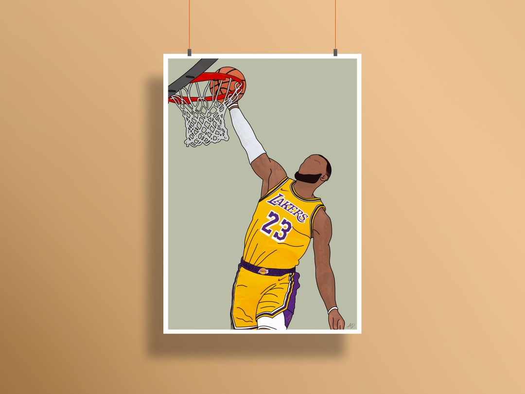 Lebron James Lakers Dunk Art Print: Faceless Line Art Poster - Etsy