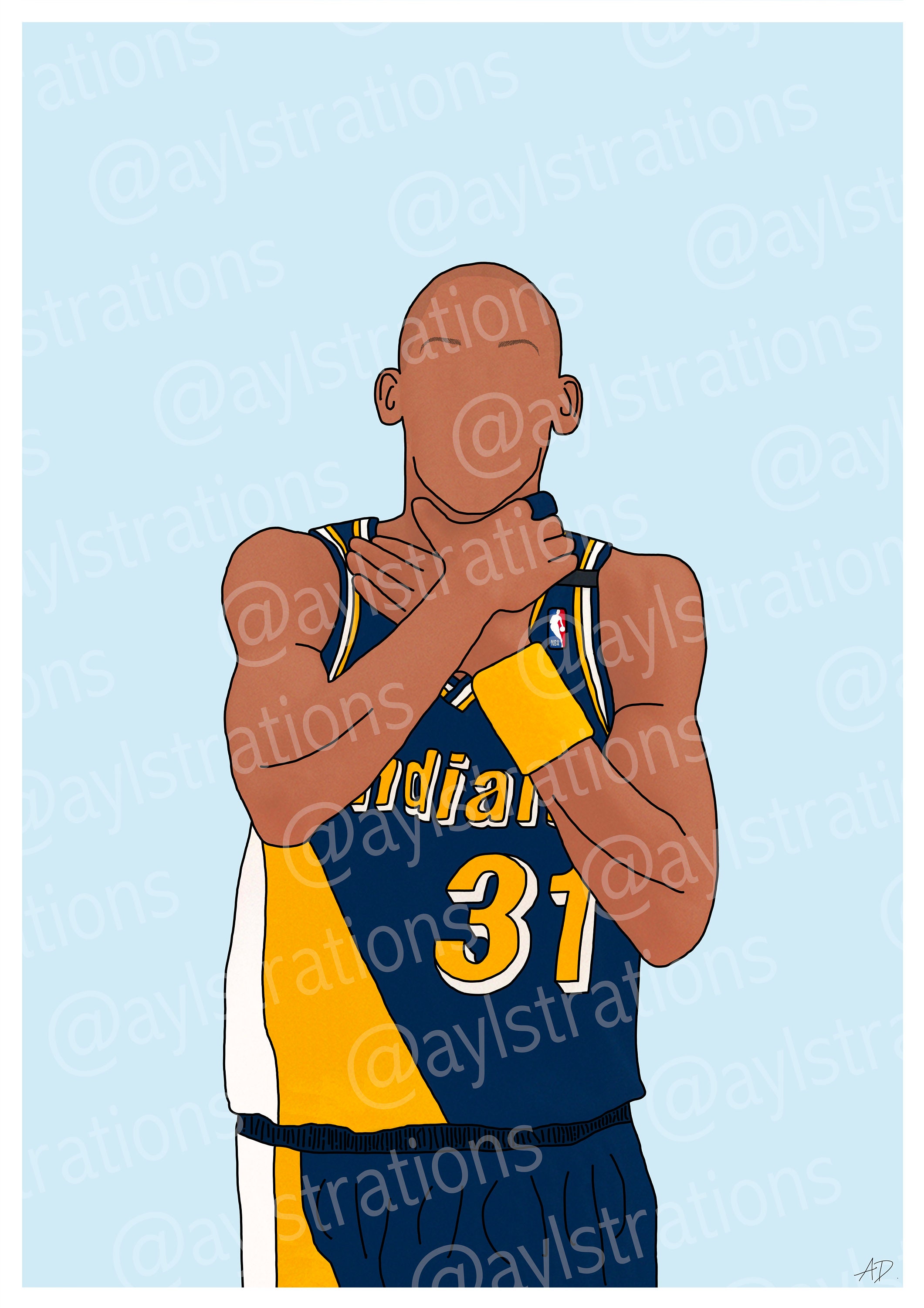 Reggie Miller "the Choke" Illustration Art Print (digital Download) - Etsy