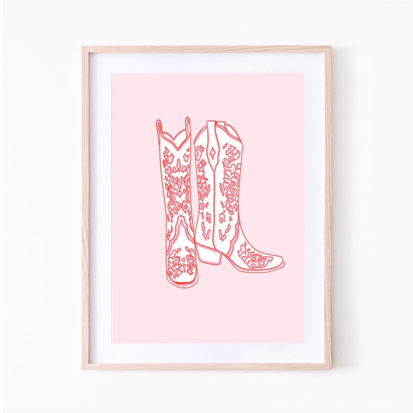 Red Cowboy Boots Wall Art - Etsy