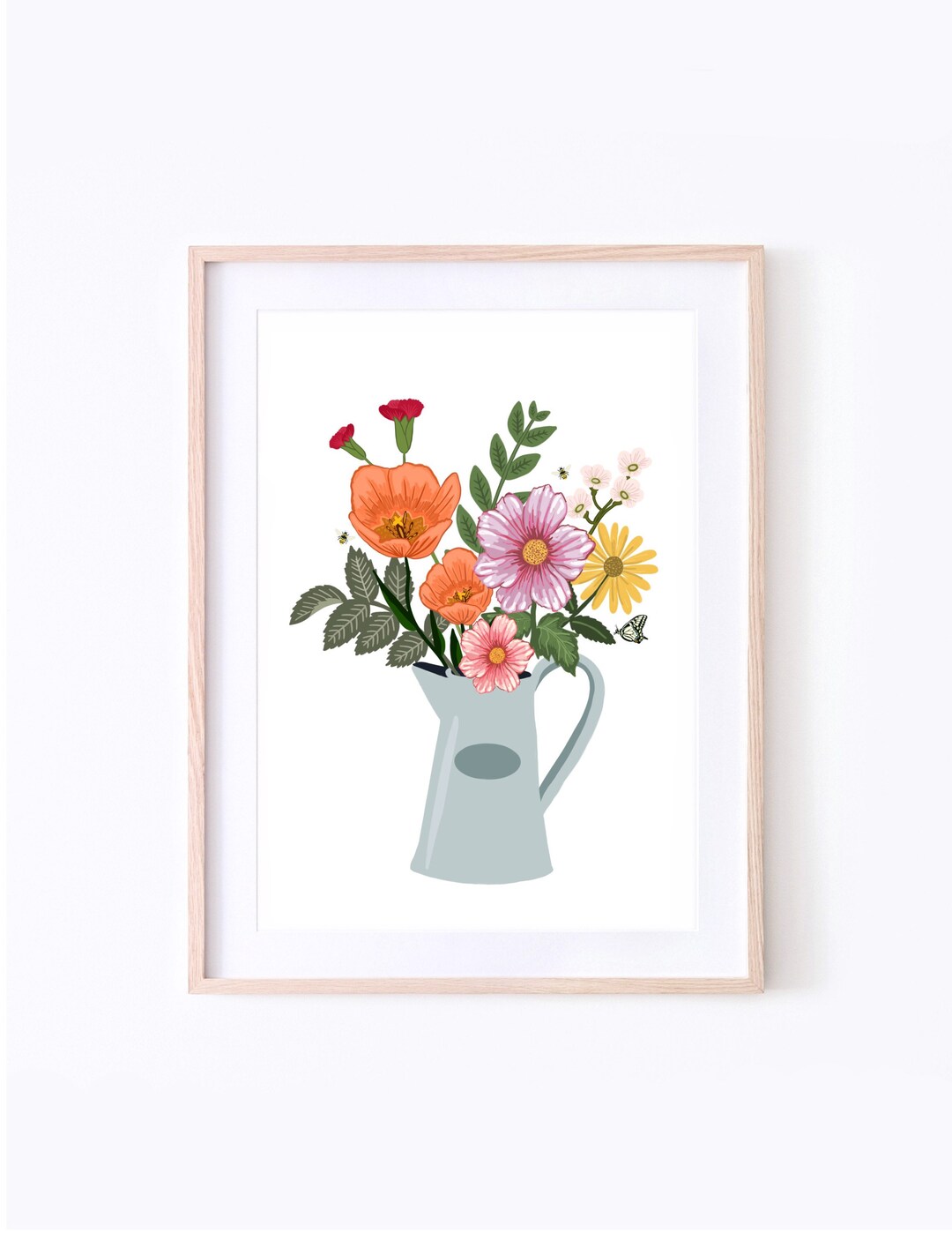 Flower Pitcher Art Print Flower Prints Botanical Print Floral Wall Art ...