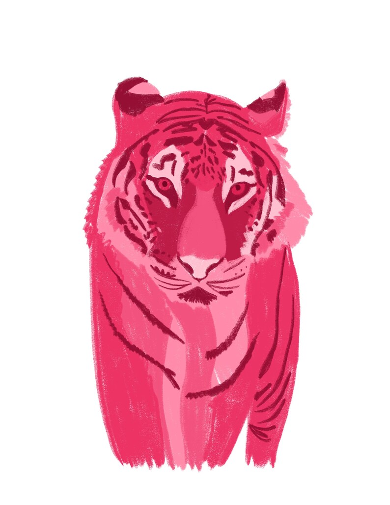 Pink Tiger Print Bold Tiger Art Preppy Wall Art Dorm Room Art ...