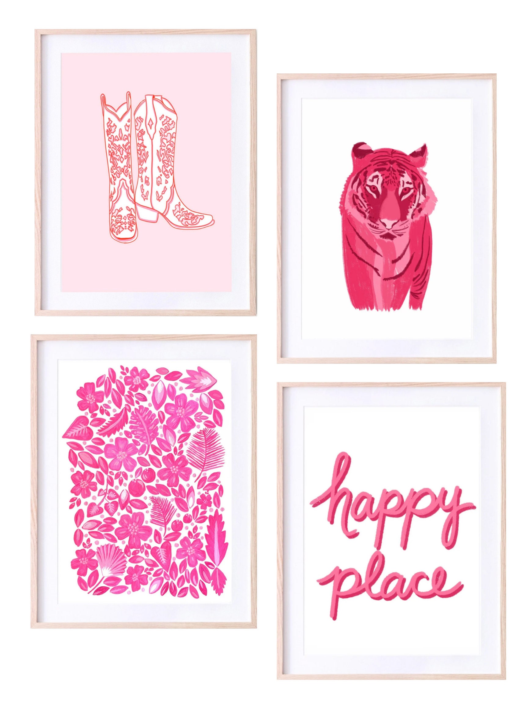 Pink Cowboy Boots Print Cowgirl Illustrated Art Print Pink - Etsy