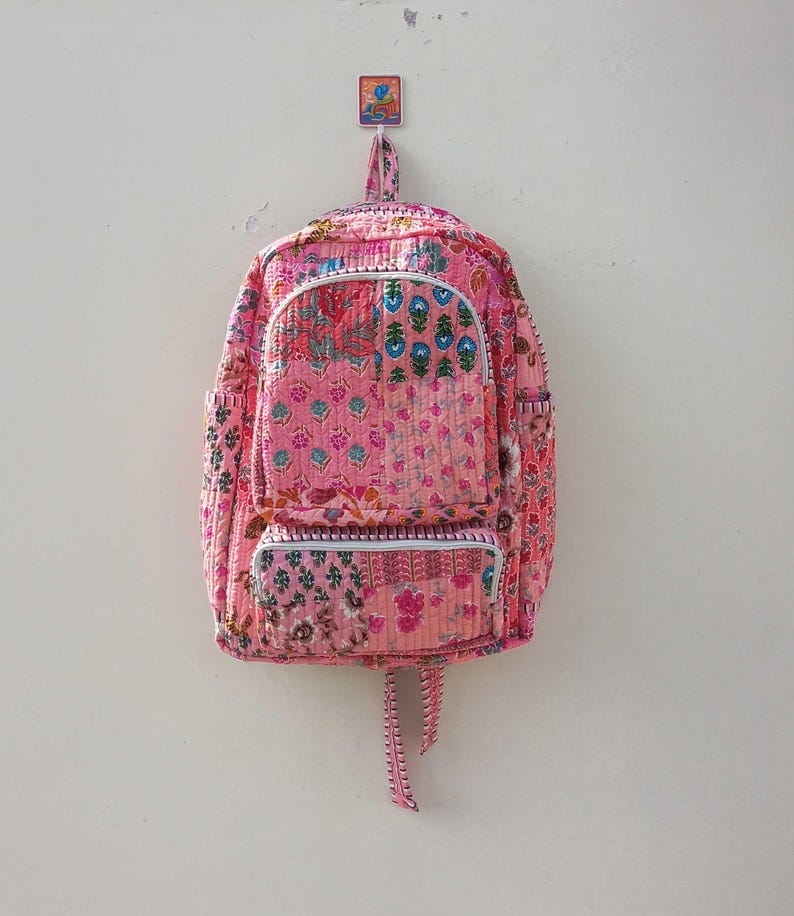 Cotton Quilted Patchwork Backpack: Stylish Travel Bag - Etsy