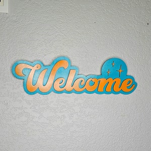 Mid Century Modern Retro Welcome Sign - Etsy