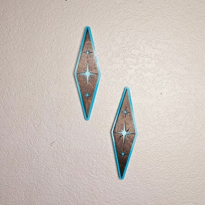 Mid Century Modern Diamond Starburst Accent Art Piece, MCM Wood Art ...