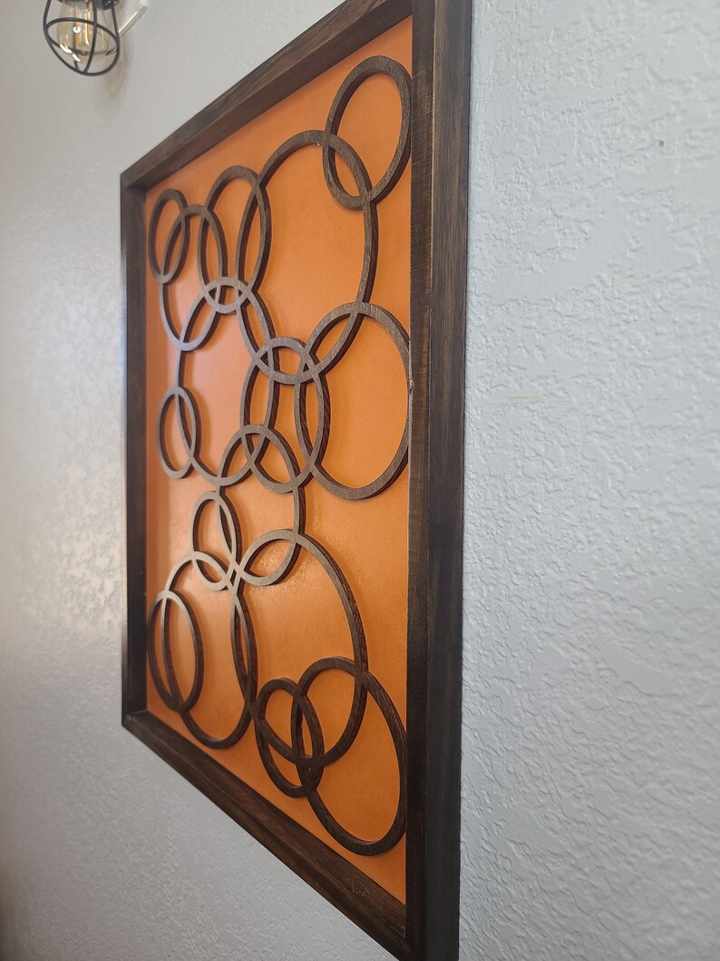 Mid Century Modern Framed Art Modern Linked Circles Layered - Etsy
