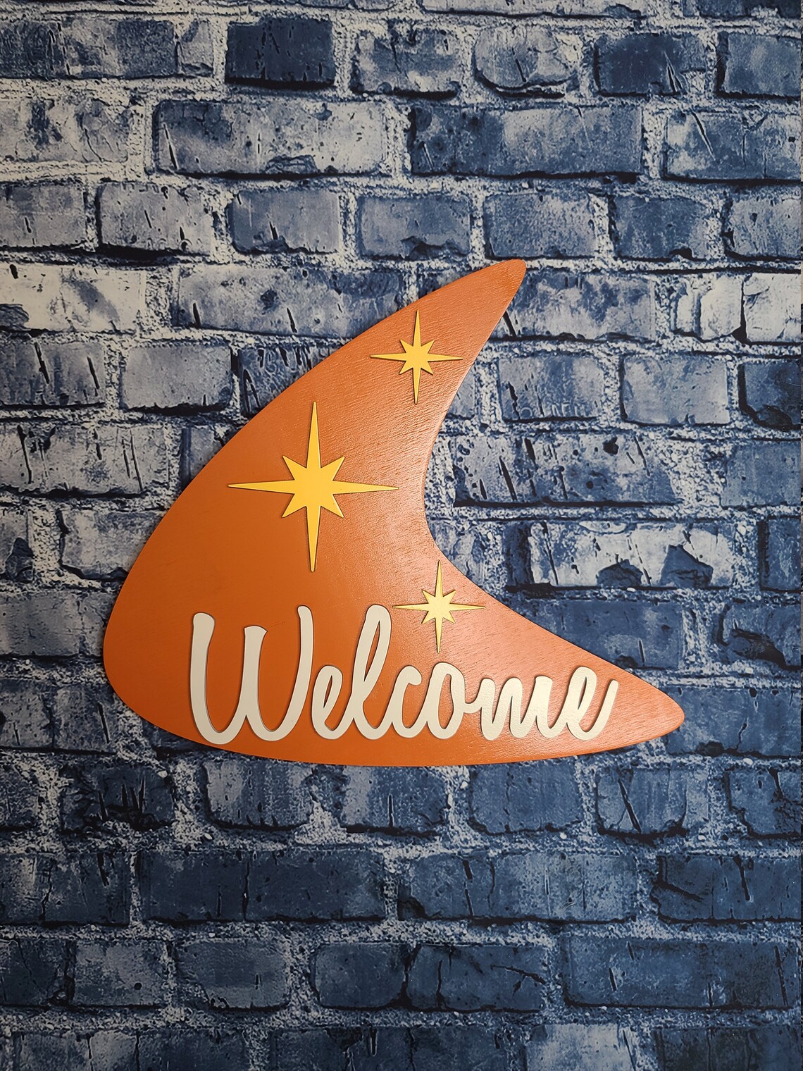 Mid Century Modern Wood Boomerang Welcome Sign MCM Atomic - Etsy