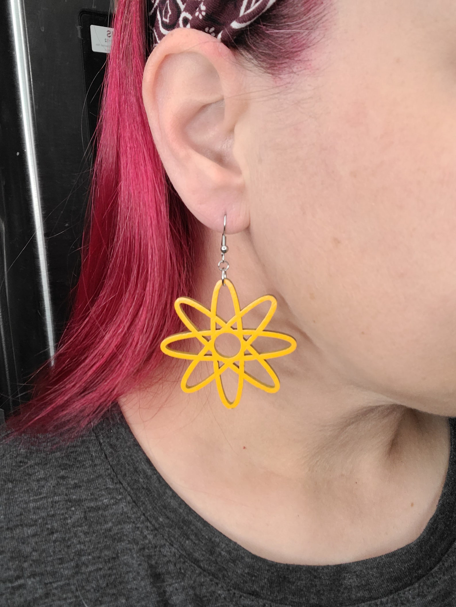 Retro Atom Wood Earrings, Mid Century Modern Atomic Earrings - Etsy