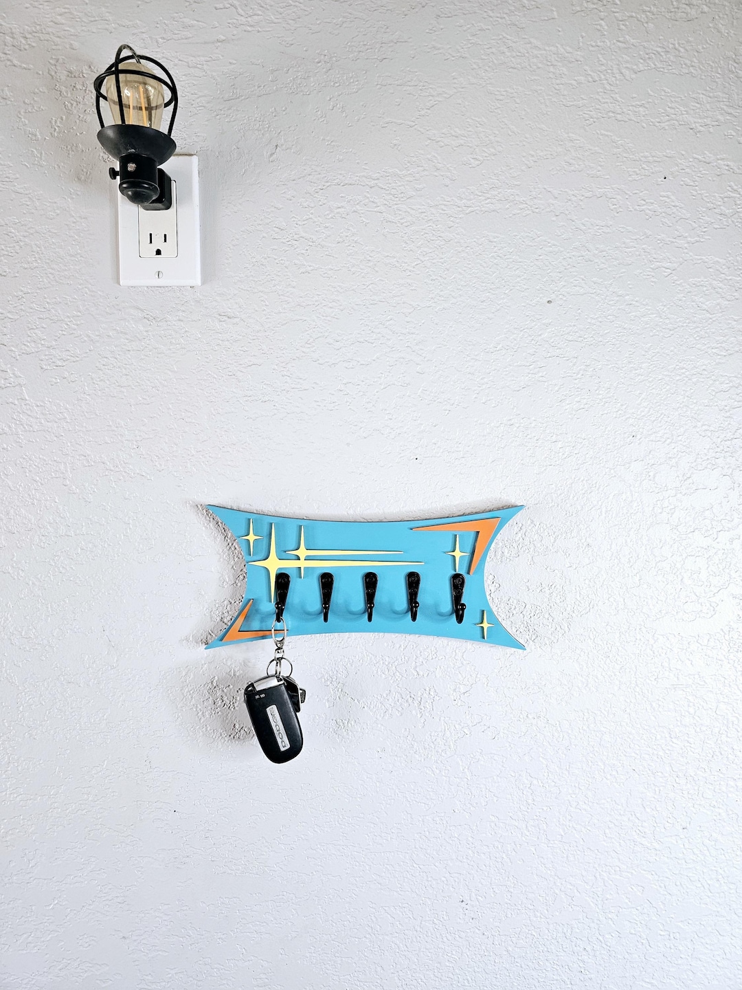 Mid-century Modern Key Ring Rack: Laser Cut Wood Leash Holder - Etsy