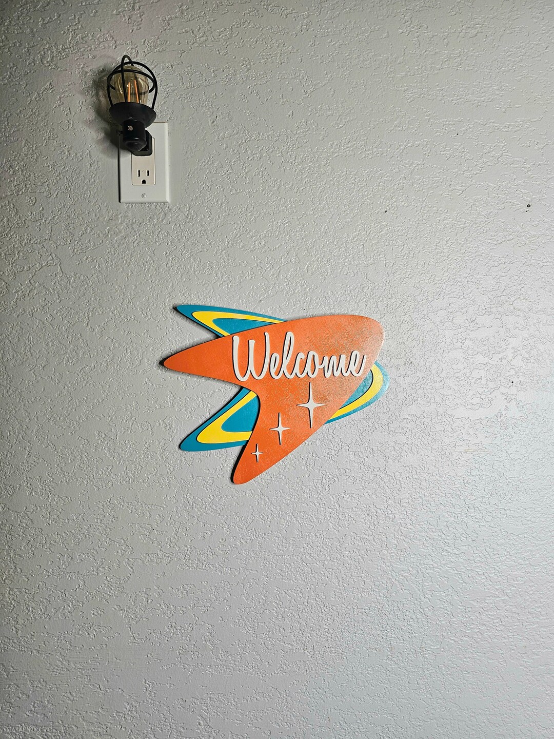 Mid Century Modern Boomerang Welcome Sign: Handmade Wood Art - Etsy