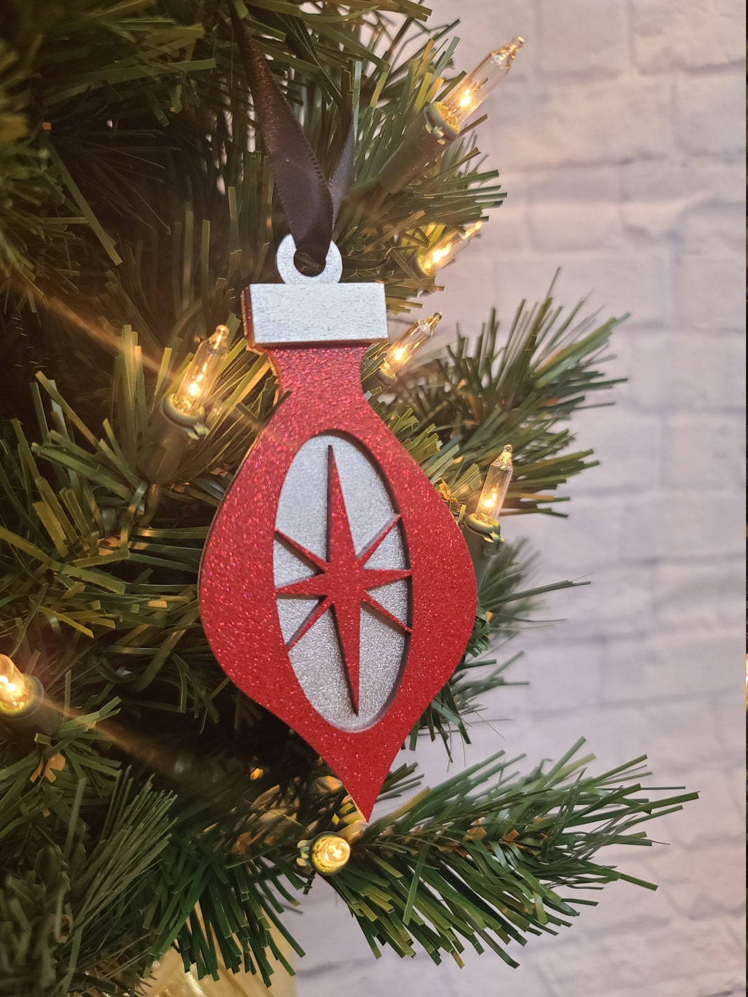 Retro Mid Century Modern Christmas Bulb Ornament, Retro MCM Atomic ...