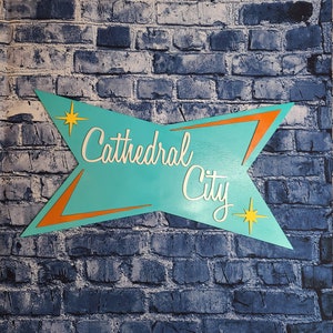 Mid Century Modern Welcome Sign, Retro MCM Atomic Starburst Outdoor or ...