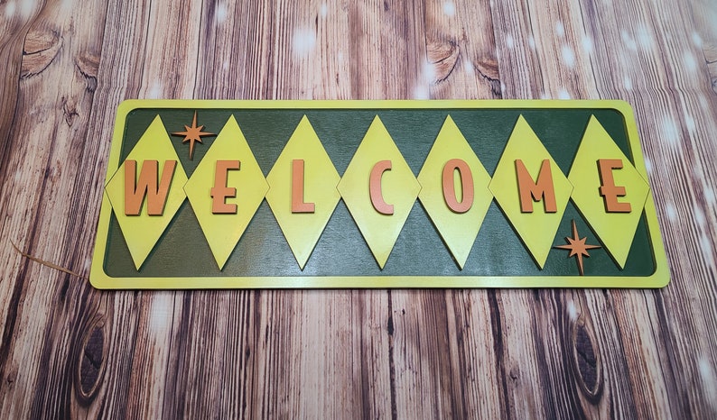 Mid Century Modern Welcome Sign MCM Atomic Starburst - Etsy