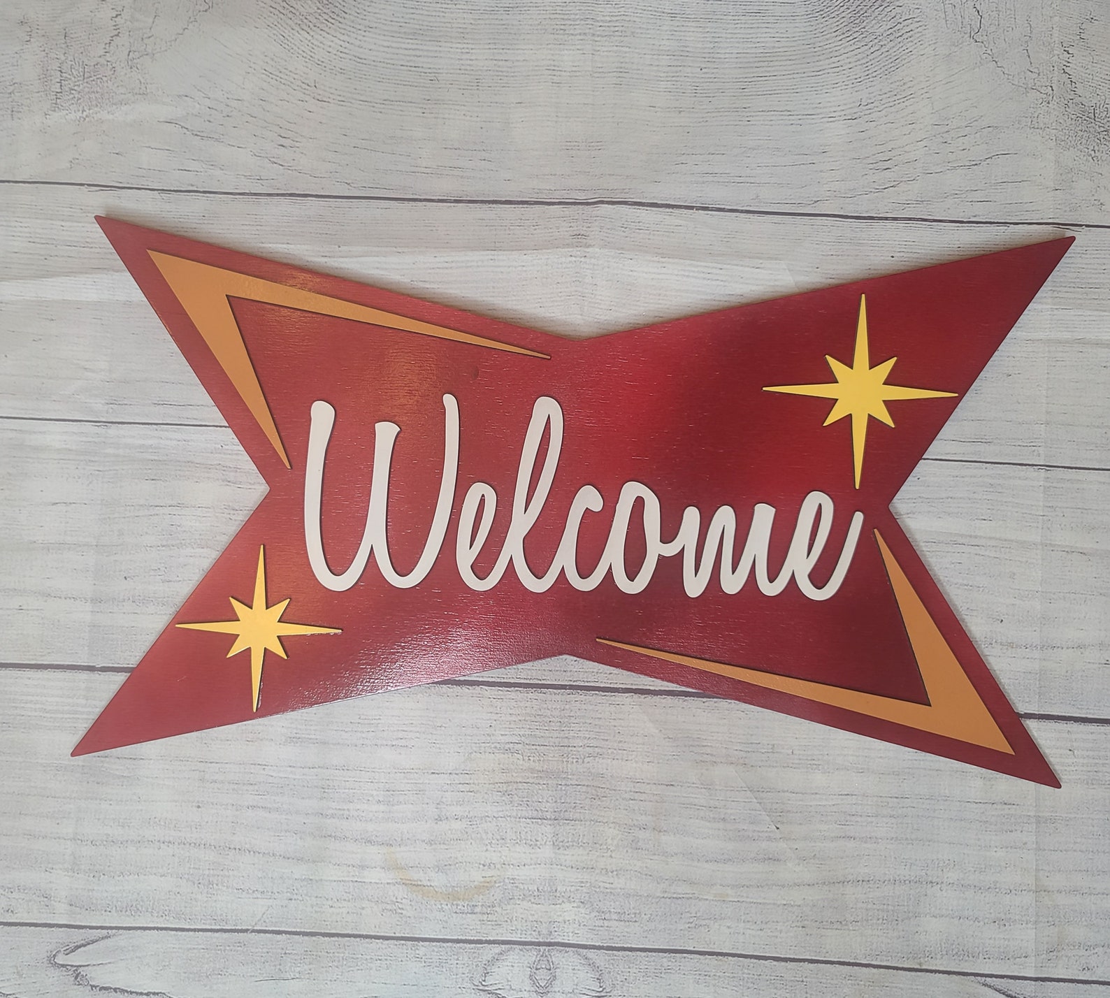 Mid Century Modern Welcome Sign Retro MCM Atomic Starburst - Etsy