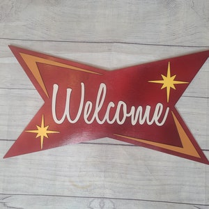Mid Century Modern Welcome Sign, Retro MCM Atomic Starburst Outdoor or ...