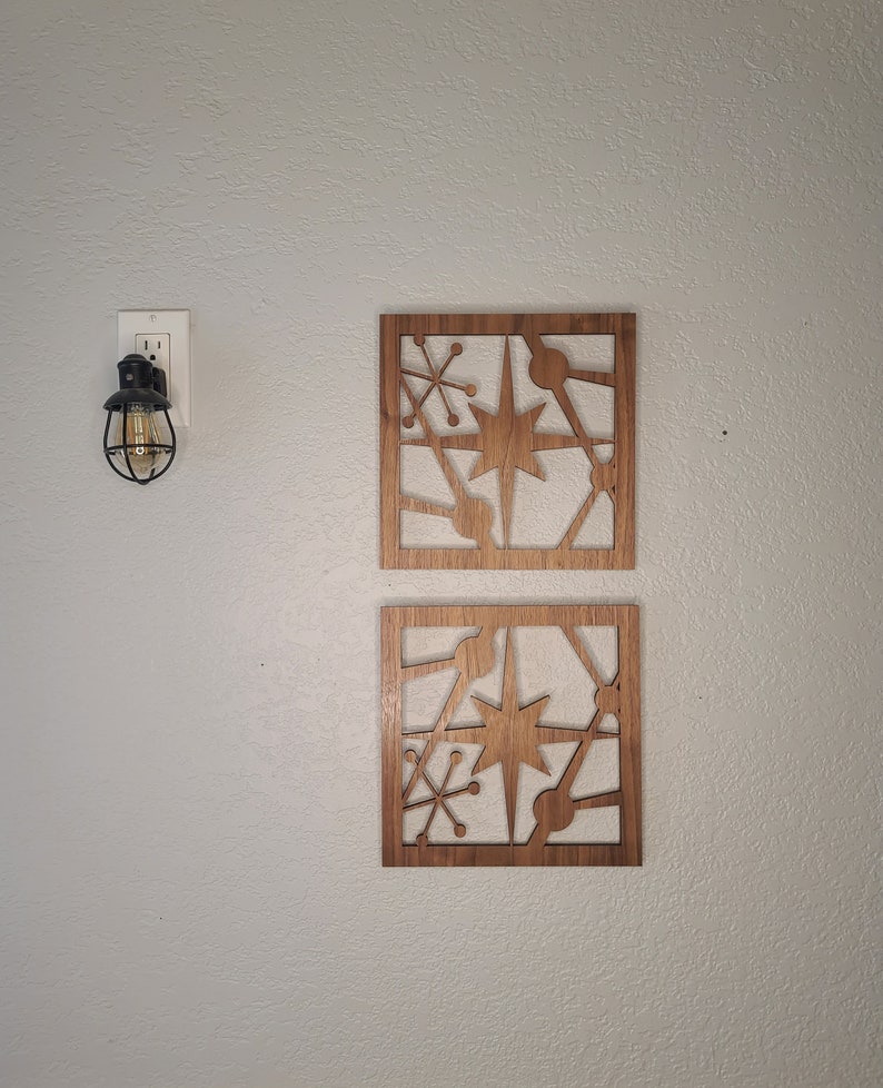 Mid Century Modern Atomic Starburst Square Art Panel MCM Wood - Etsy