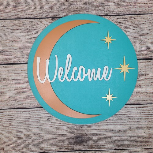 Mid Century Modern Welcome Sign Retro MCM Atomic Starburst - Etsy