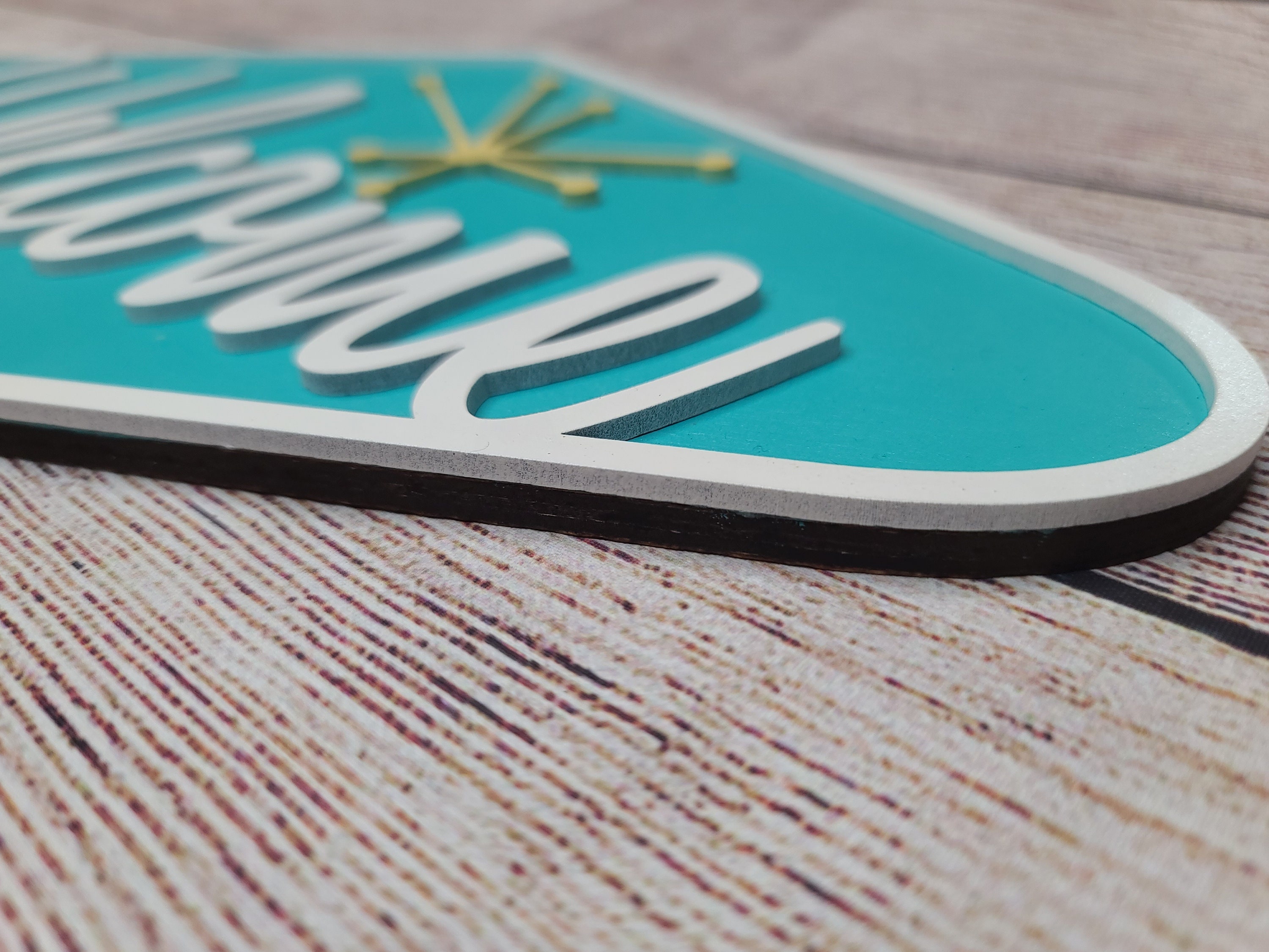 Mid Century Modern Style Welcome Sign MCM Atomic Starburst - Etsy