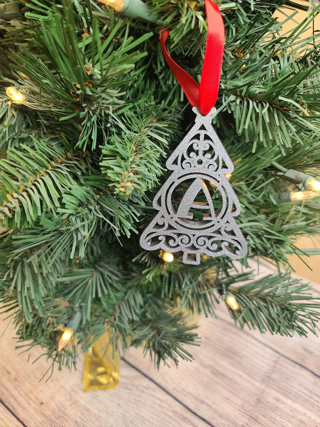 Christmas Tree Monogram Ornament Monogram Holiday Tree - Etsy