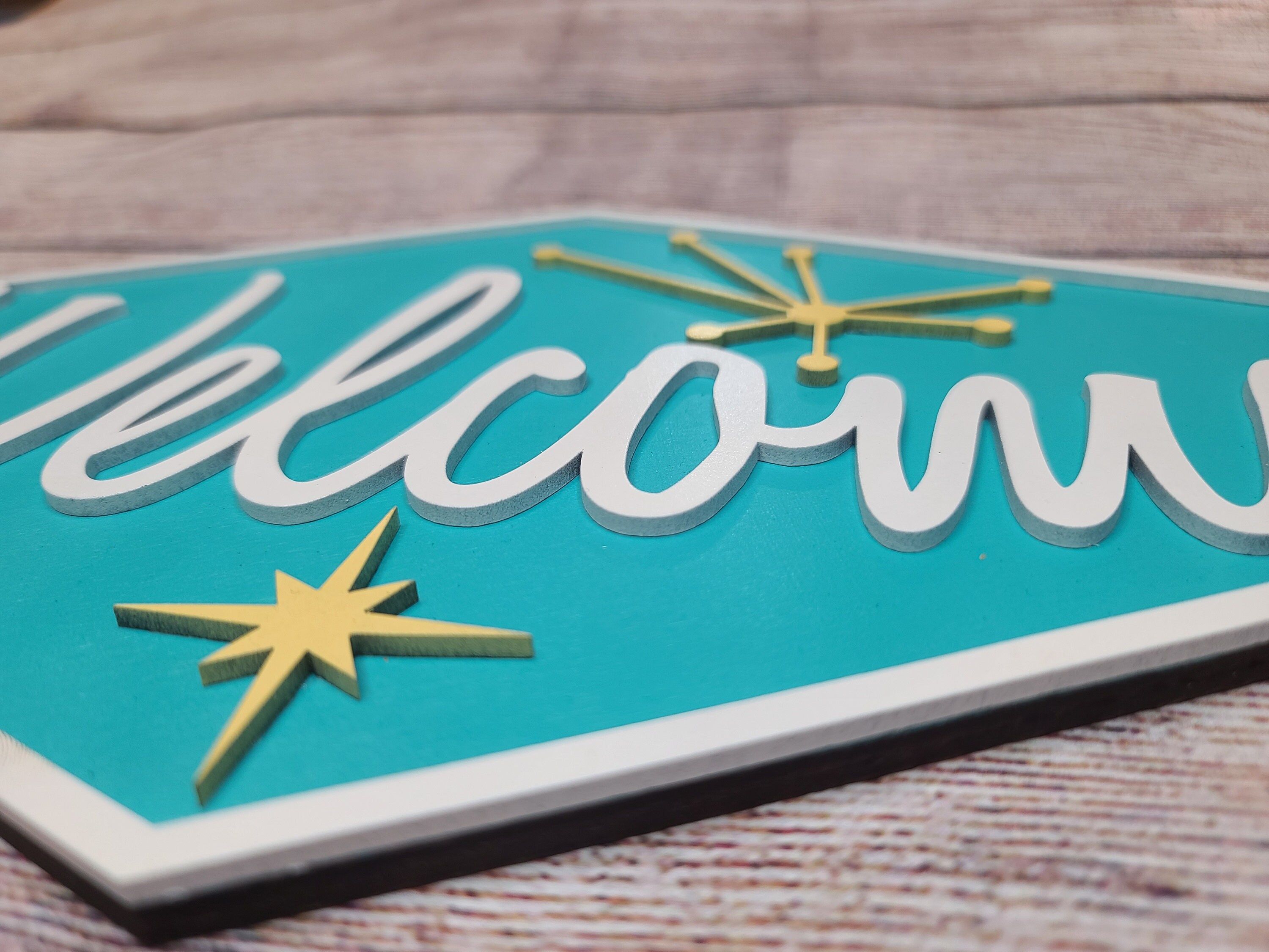 Mid Century Modern Style Welcome Sign MCM Atomic Starburst - Etsy