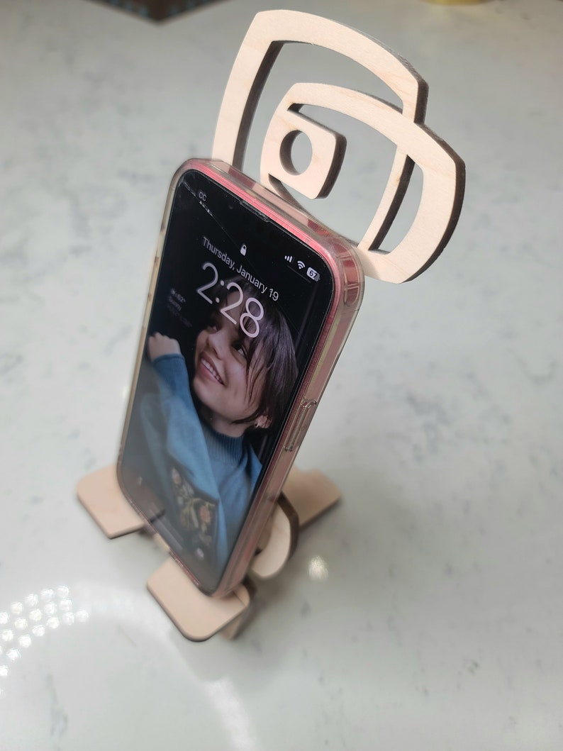 Mid Century Modern Wood Cell Phone Stand: Laser Cut Retro Design - Etsy