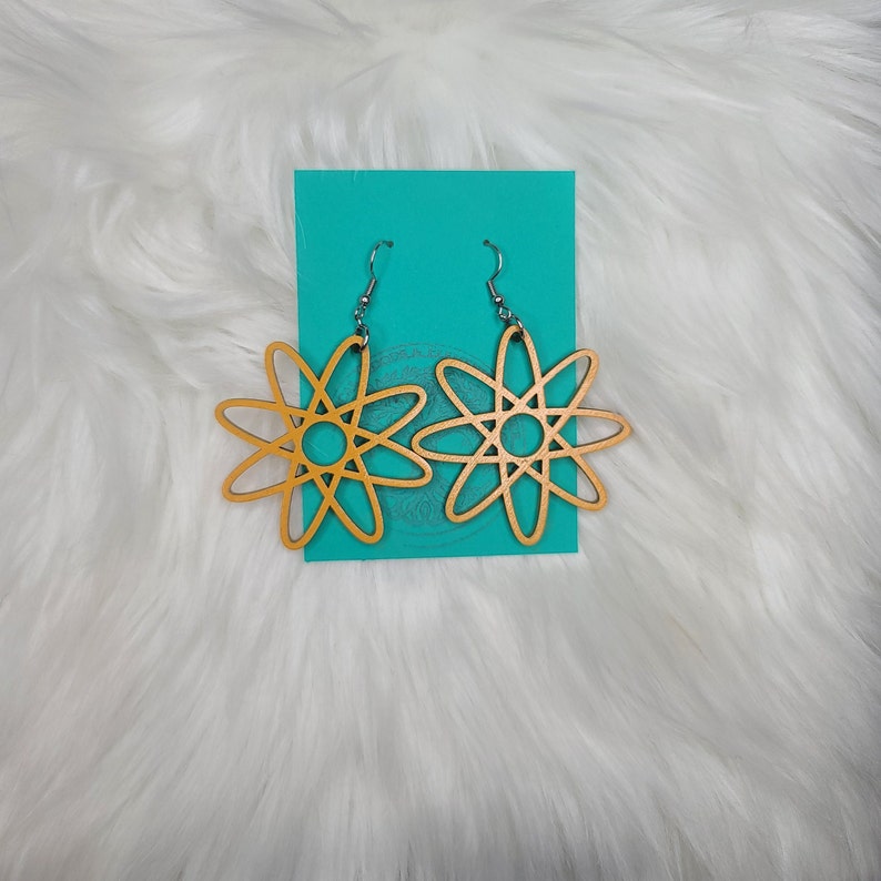 Retro Atom Wood Earrings, Mid Century Modern Atomic Earrings - Etsy