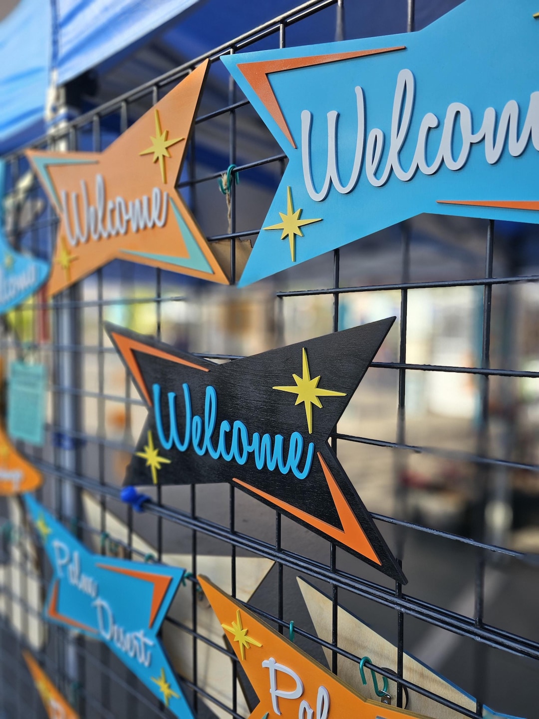 Mid Century Modern Welcome Sign, Retro MCM Atomic Starburst Outdoor or ...