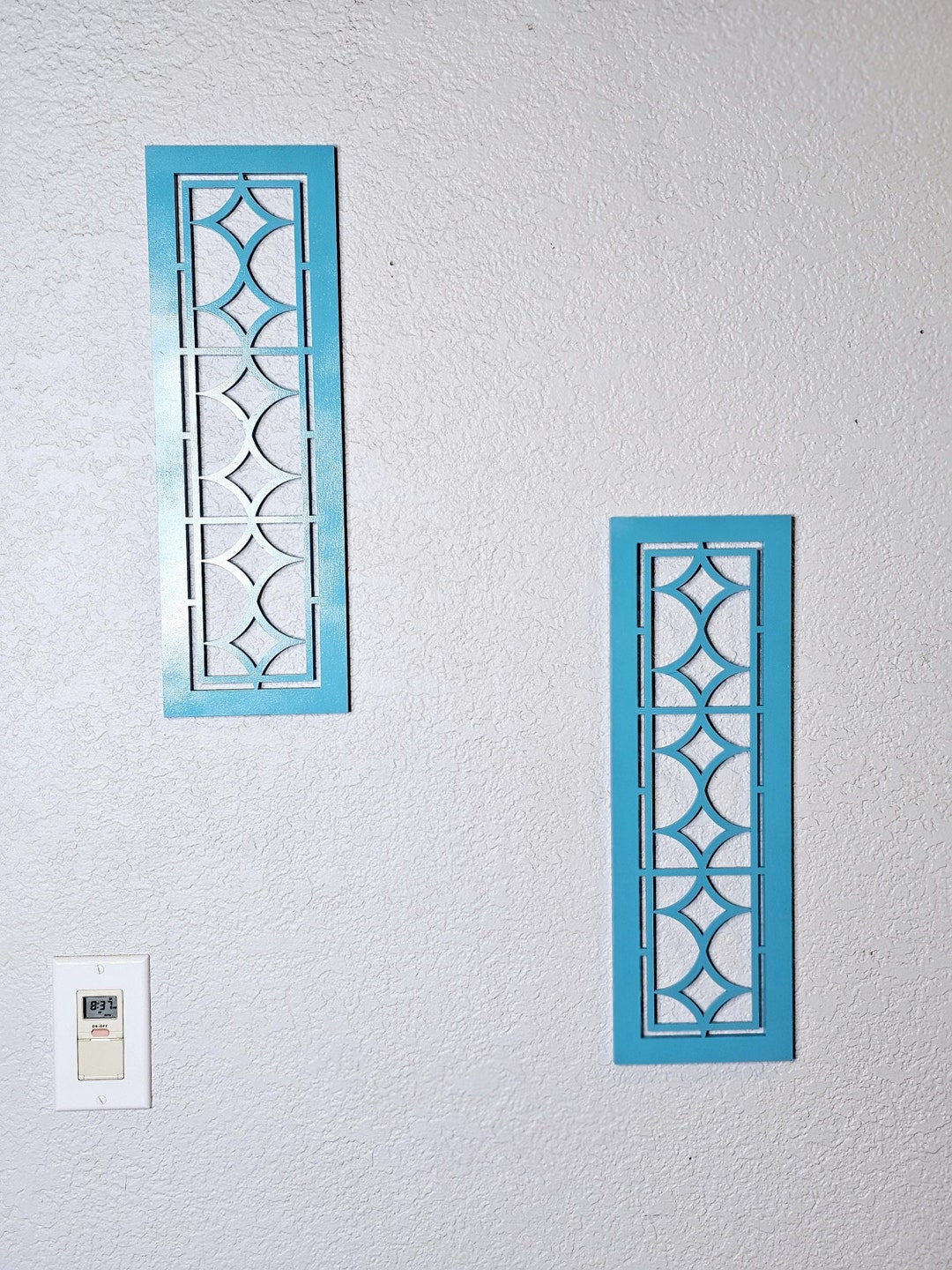 Mid Century Modern Skinny Side Panel Art 2 Piece Set, Atomic Starburst ...