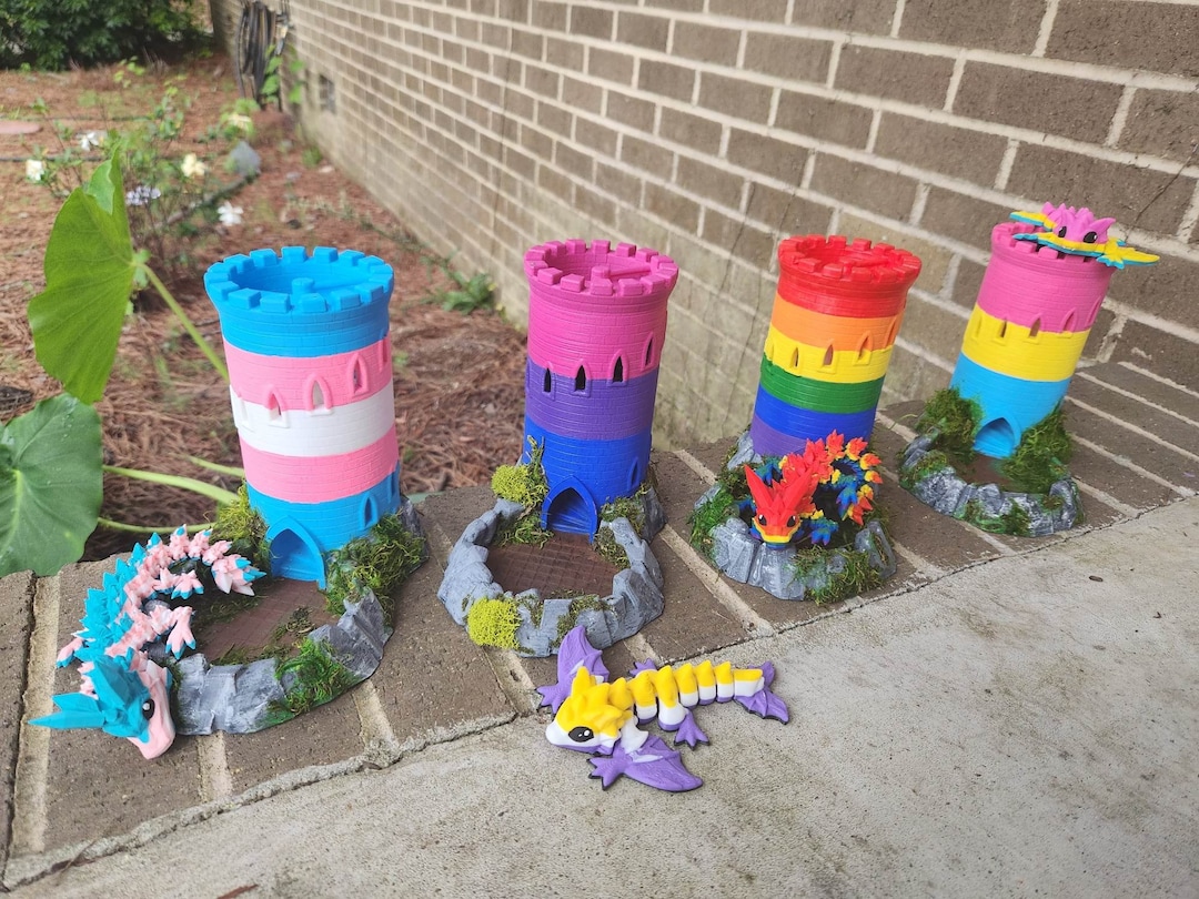 3D Printed Pride Towers and Dragons Pride Dnd LGBTQ Custom Dice Towers ...