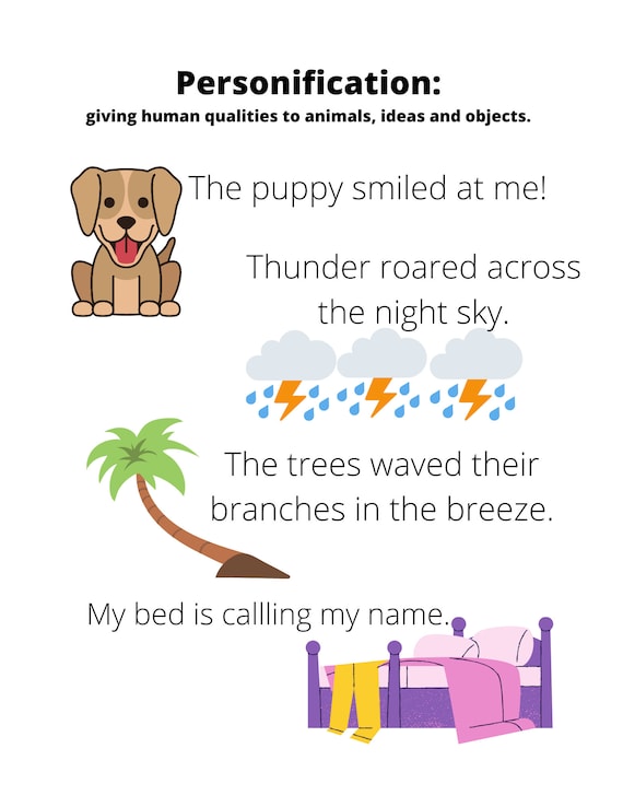 Personification Examples For Kids Worksheets