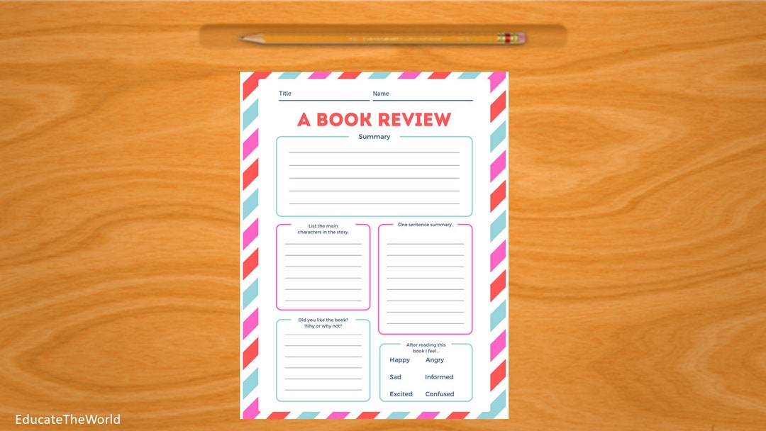 Book Review Worksheet, At-home and In-class Reading Review Sheet ...