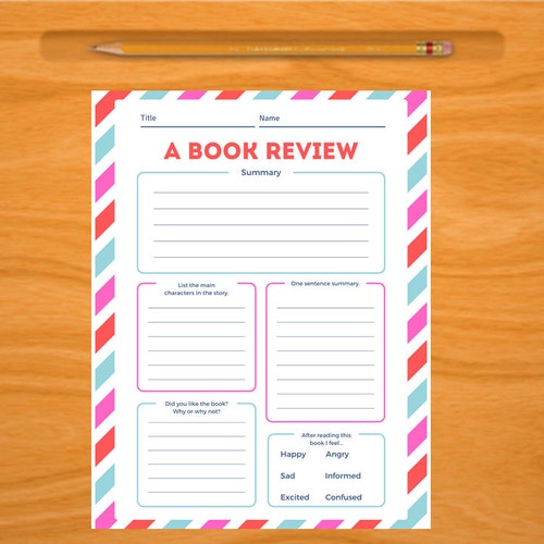 Book Review Worksheet At-home and In-class Reading Review - Etsy