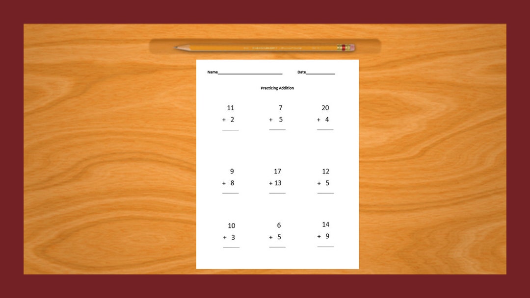 Practicing Addition Worksheet Elementary Mathematics Practice Work ...