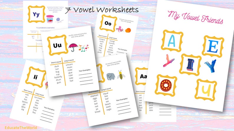 Vowels Worksheet Set, Learning Letters, Fun At-home, Virtual and In ...