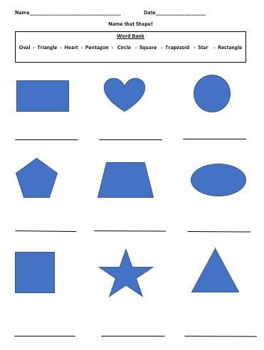 Learning and Reviewing Shapes Activity Worksheet; Elementary Learning ...
