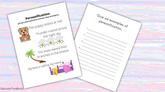 Personification Examples For Kids Worksheets