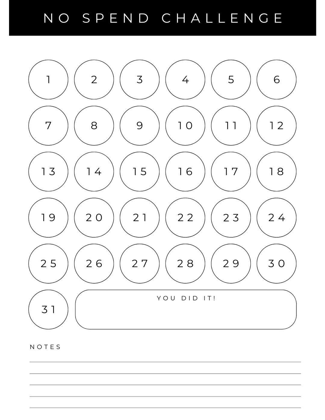 No Spending Money Challenge, Savings Challenge, Savings Tracker, Money ...