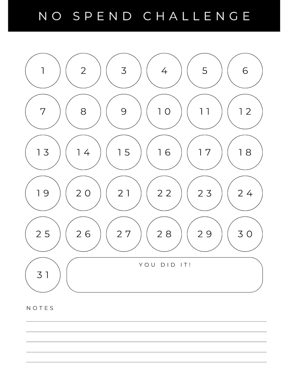 No Spending Money Challenge, Savings Challenge, Savings Tracker, Money ...
