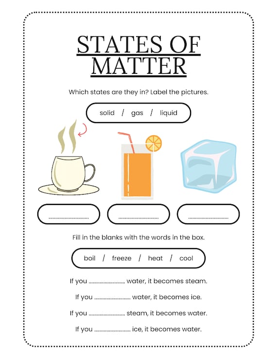 States Of Matter For Kids Worksheet