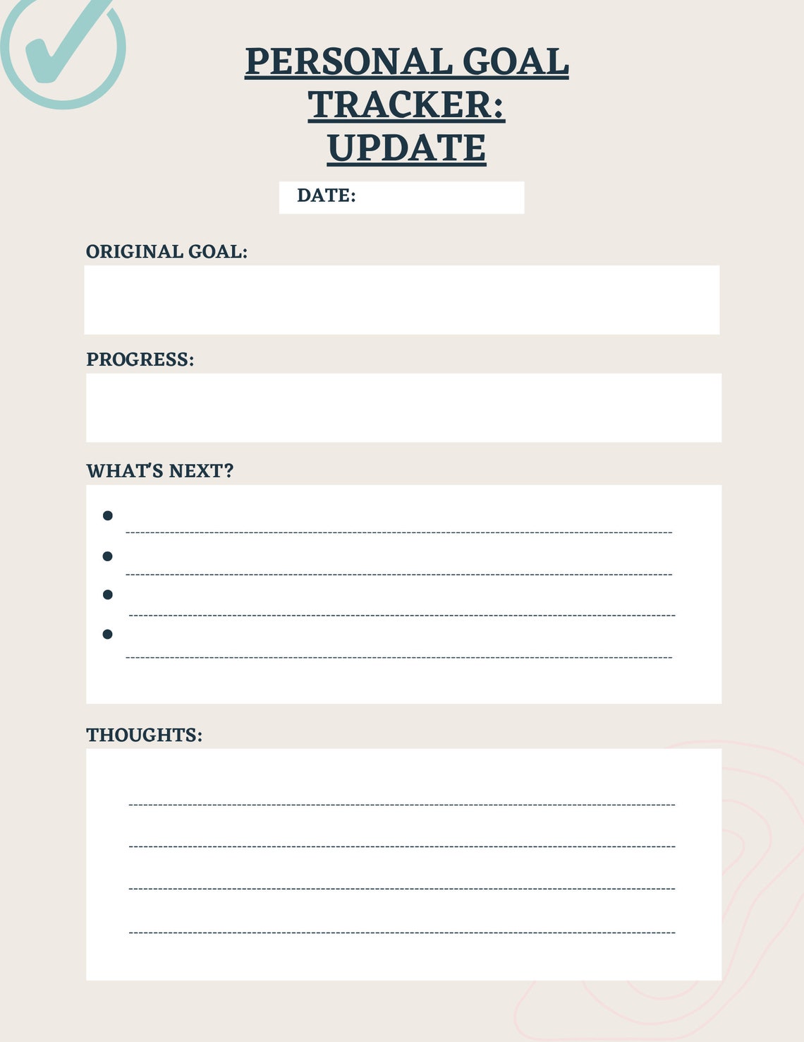 Goal Setting Worksheet, Personal Goals Tracker, Daily Goals Planner ...