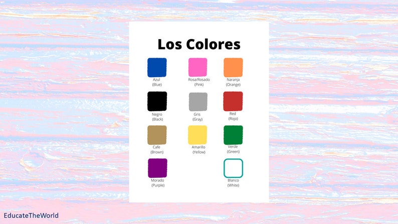Colors in Spanish Handout Los Colores Worksheet At-home Learning and ...