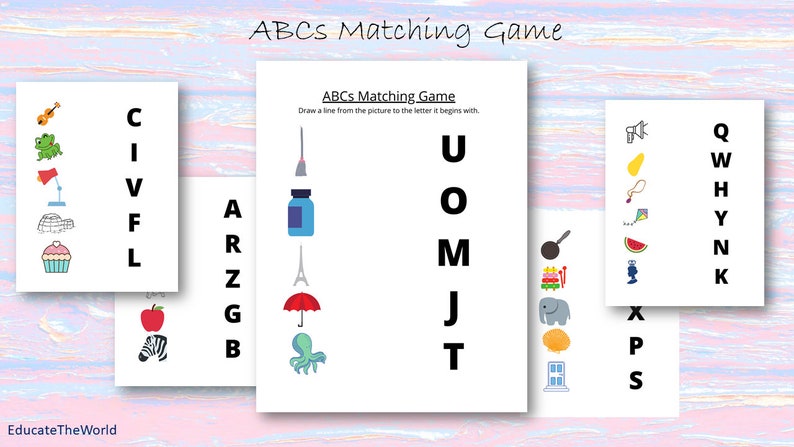 Alphabet Abcs Matching Game, Learning and Reviewing Letters, Letter and ...