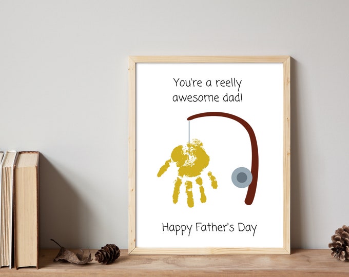 Fathers Day Handprint Art, Fathers Day Gift, Gift for Fishing Dad ...