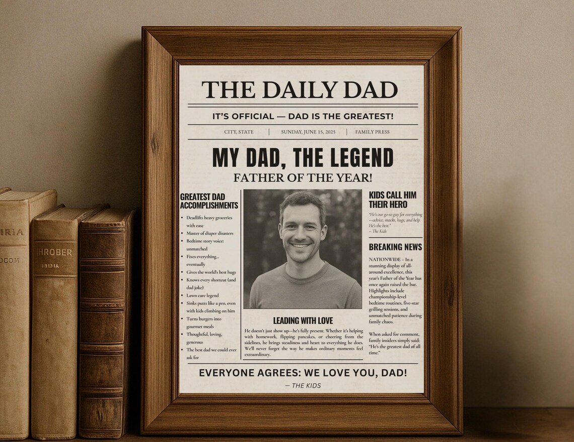 Editable Father’s Day Newspaper Template | Printable Gift From Kids ...